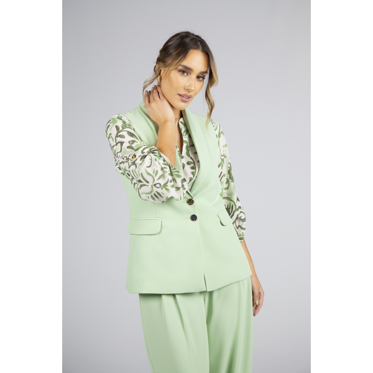Colete comprido verde menta - V26CLT32MAX10.054 - Silvina Campos
